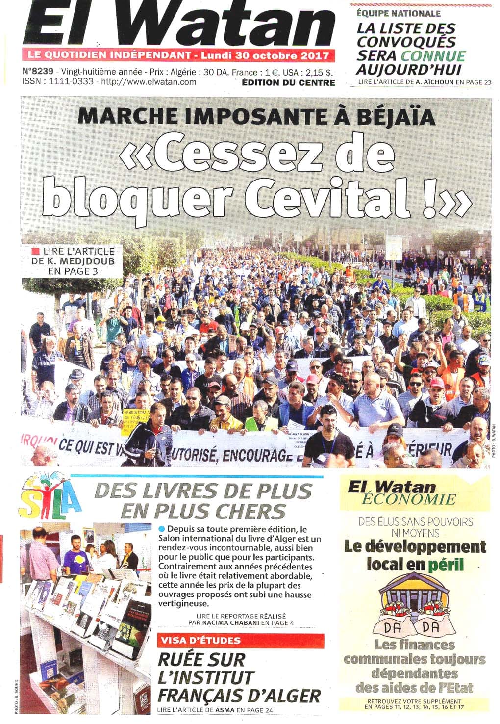 Revue de presse - Les Unes de vos journaux du lundi 30 octobre — TSA