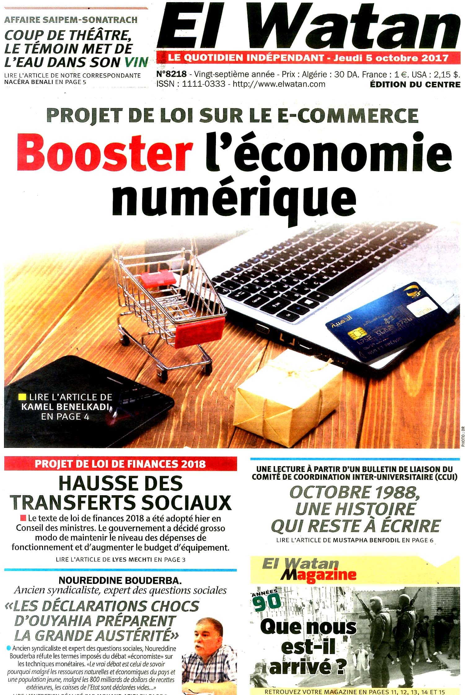Revue de presse – Les Unes de vos journaux du jeudi 05 octobre — TSA