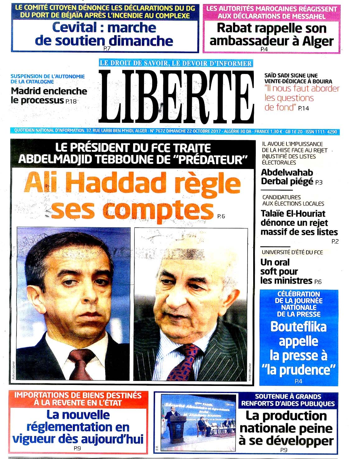 Revue de presse - Les Unes de vos journaux du dimanche 22 octobre - TSA