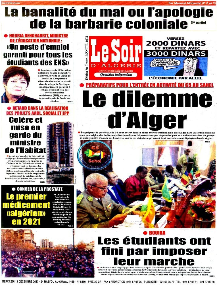 Revue de presse - Les Unes de vos journaux du mercredi 13 décembre - TSA