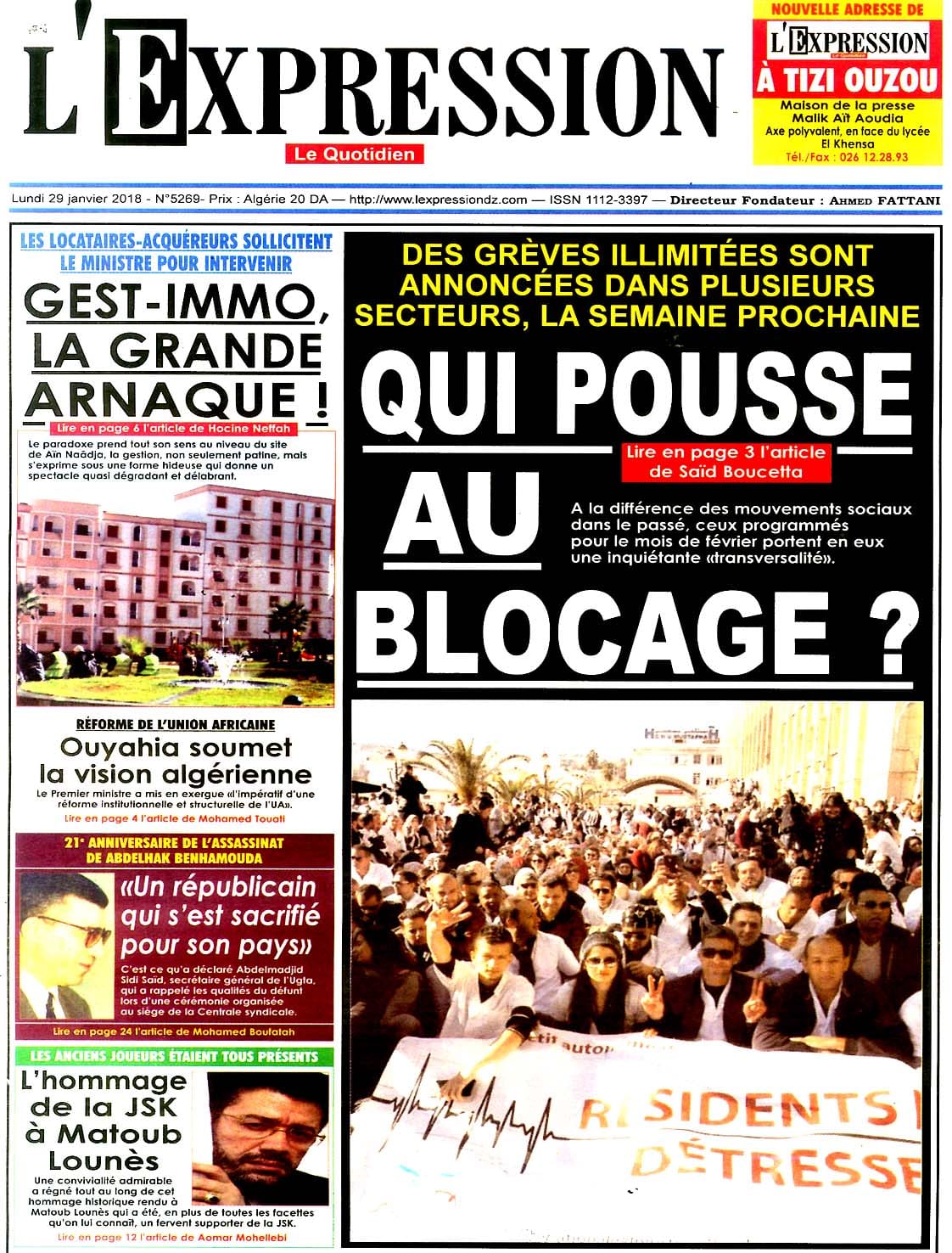 Revue de presse - Les Unes de vos journaux du lundi 29 janvier — TSA