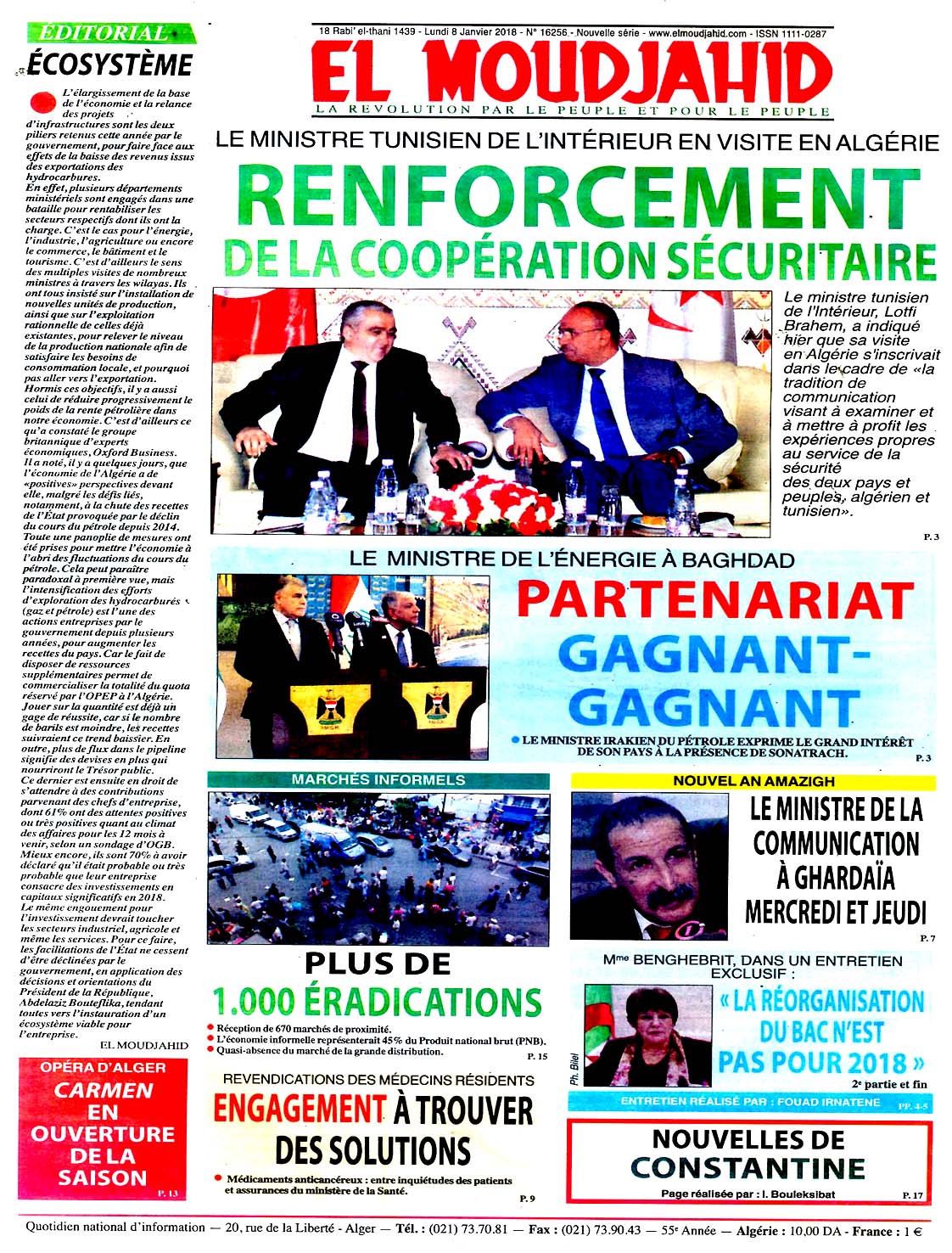 Revue De Presse Les Unes De Vos Journaux Du Lundi 08 Janvier — Tsa
