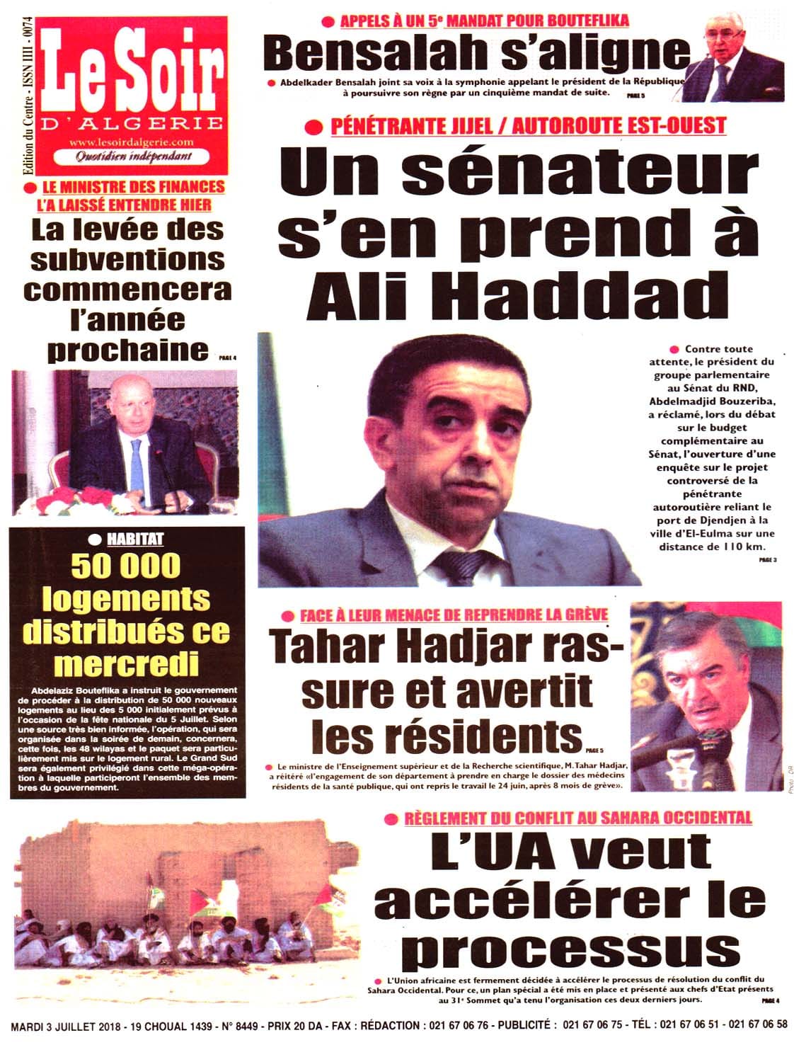 Revue de presse - Les Unes de vos journaux du mardi 3 juillet — TSA