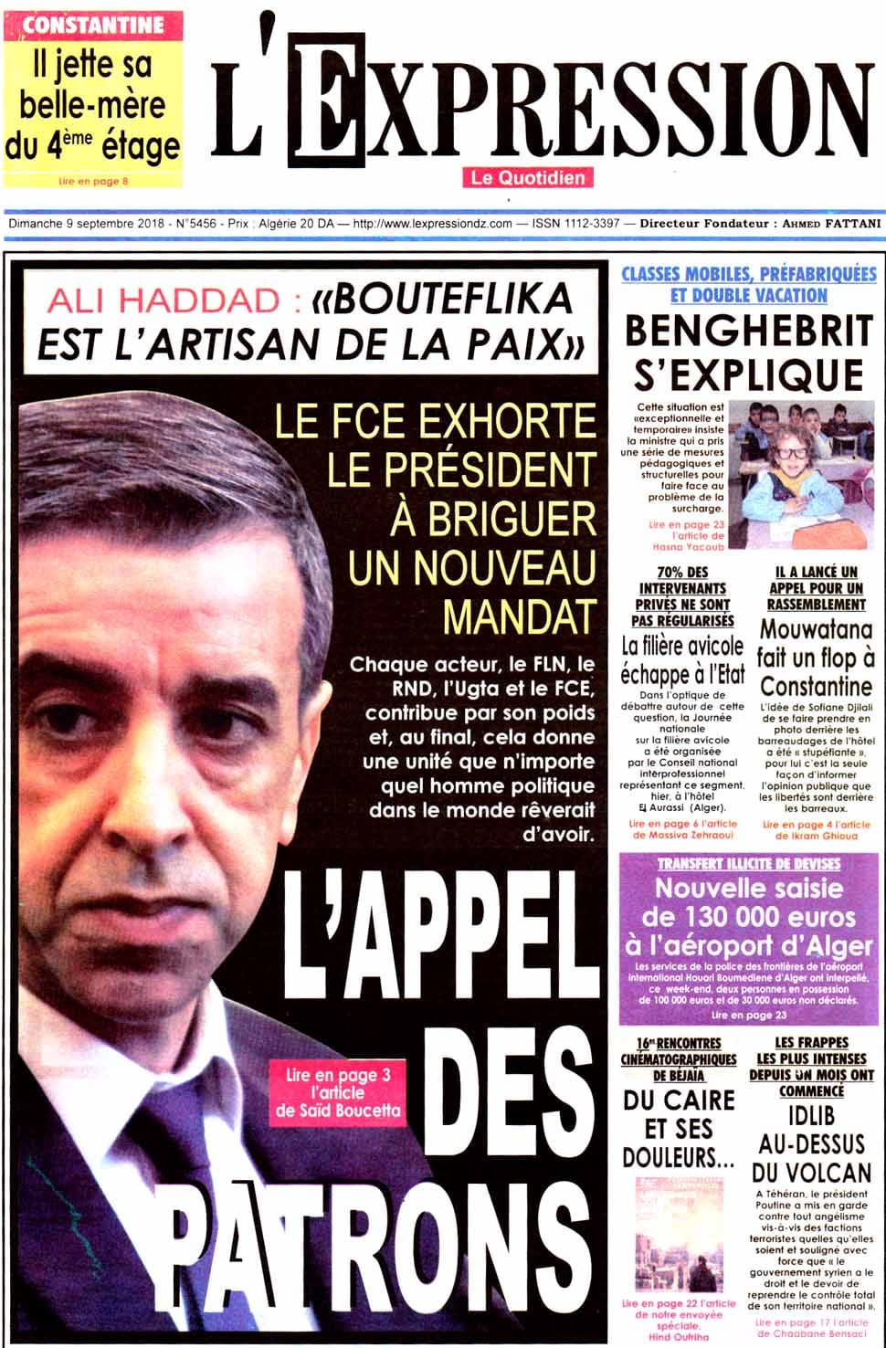 Revue de presse - Les Unes de vos journaux du dimanche 09 septembre — TSA