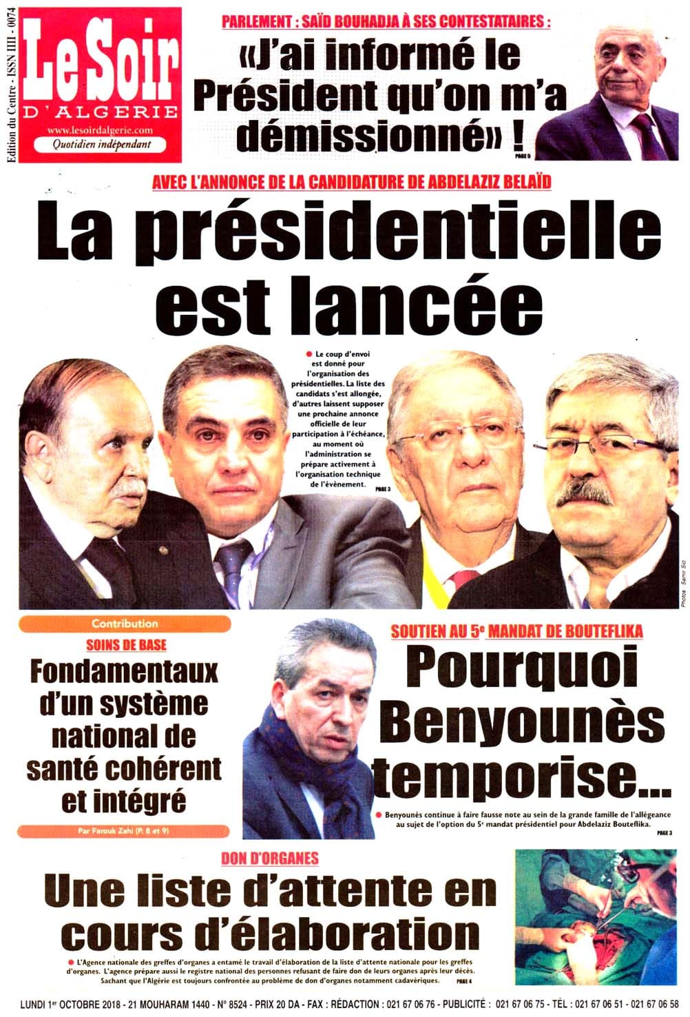 Revue de presse - Les Unes de vos journaux du lundi 1er octobre - TSA