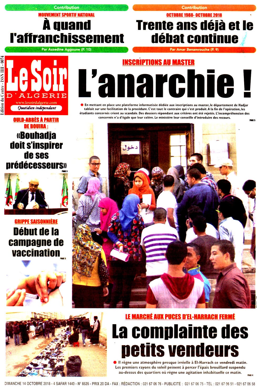 Revue de presse - Les Unes de vos journaux du dimanche 14 octobre - TSA