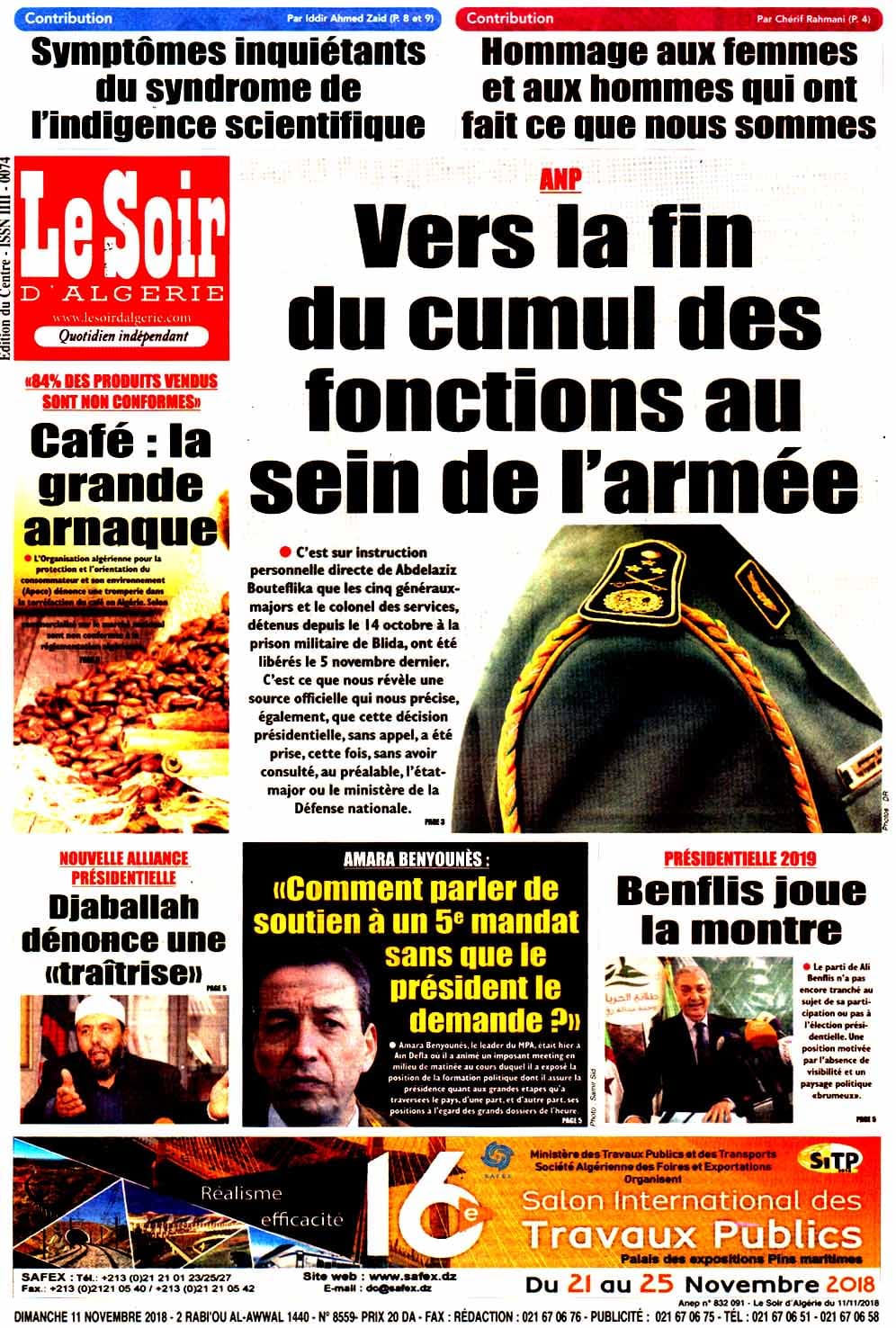 Revue de presse – Les Unes de vos journaux du dimanche 11 novembre — TSA