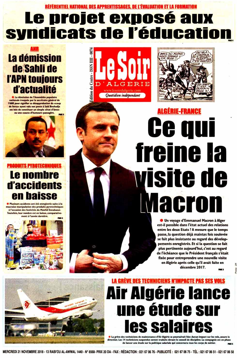 Revue de presse – Les Unes de vos journaux du mercredi 21 novembre - TSA