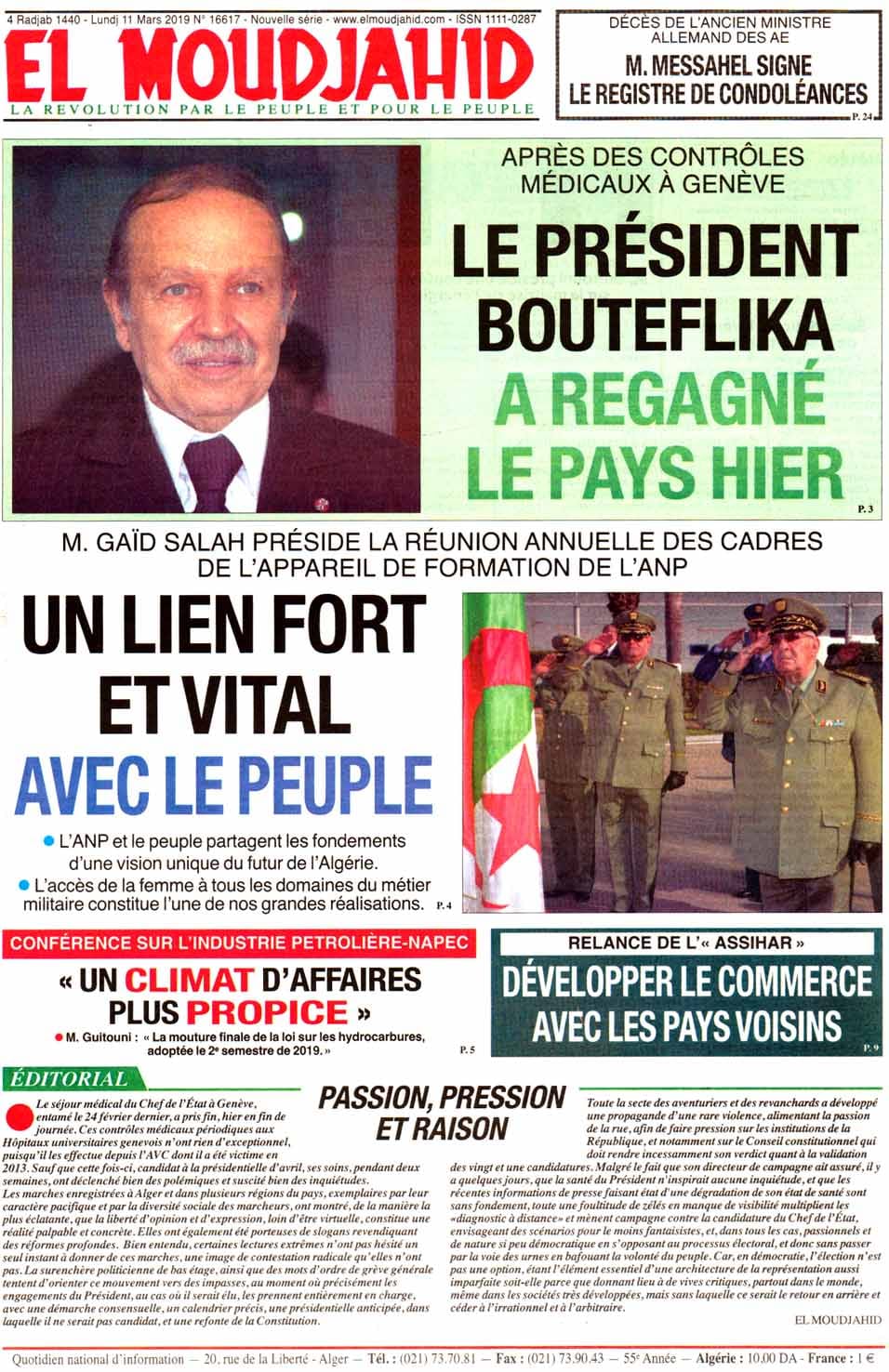 Revue de presse - Les Unes de vos journaux du lundi 11 mars — TSA