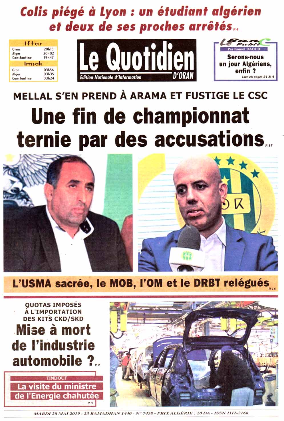 Revue De Presse Les Unes De Vos Journaux Du Mardi 28 Mai — Tsa