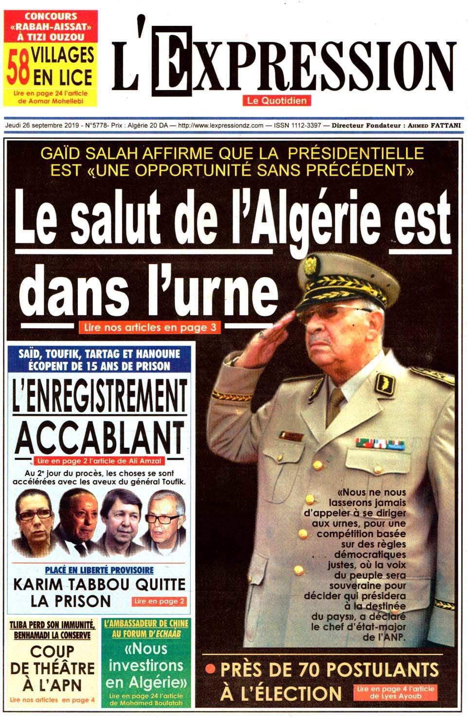 Revue De Presse Les Unes De Vos Journaux Du Jeudi 26 Septembre TSA