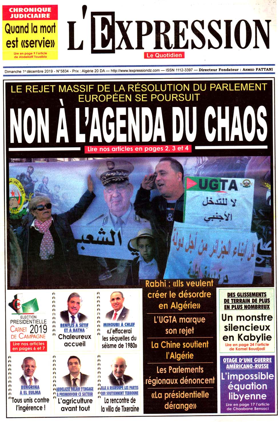 Revue De Presse Les Unes De Vos Journaux Du Dimanche 1er Décembre — Tsa